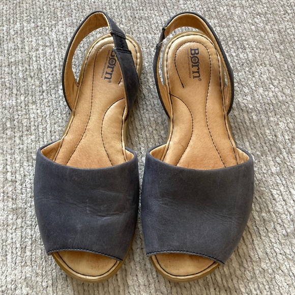 Born | Shoes | Born Navy Leather Trang Sandals Open Toe Sling Back ...